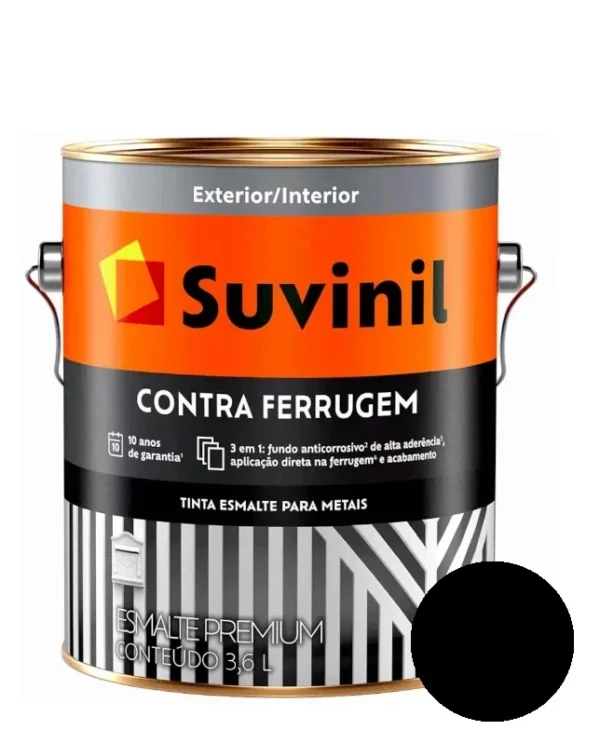 Suvinil Esm Sint Contra Ferrugem Brilhante 3.6l Preto - Dauge Materiais ...